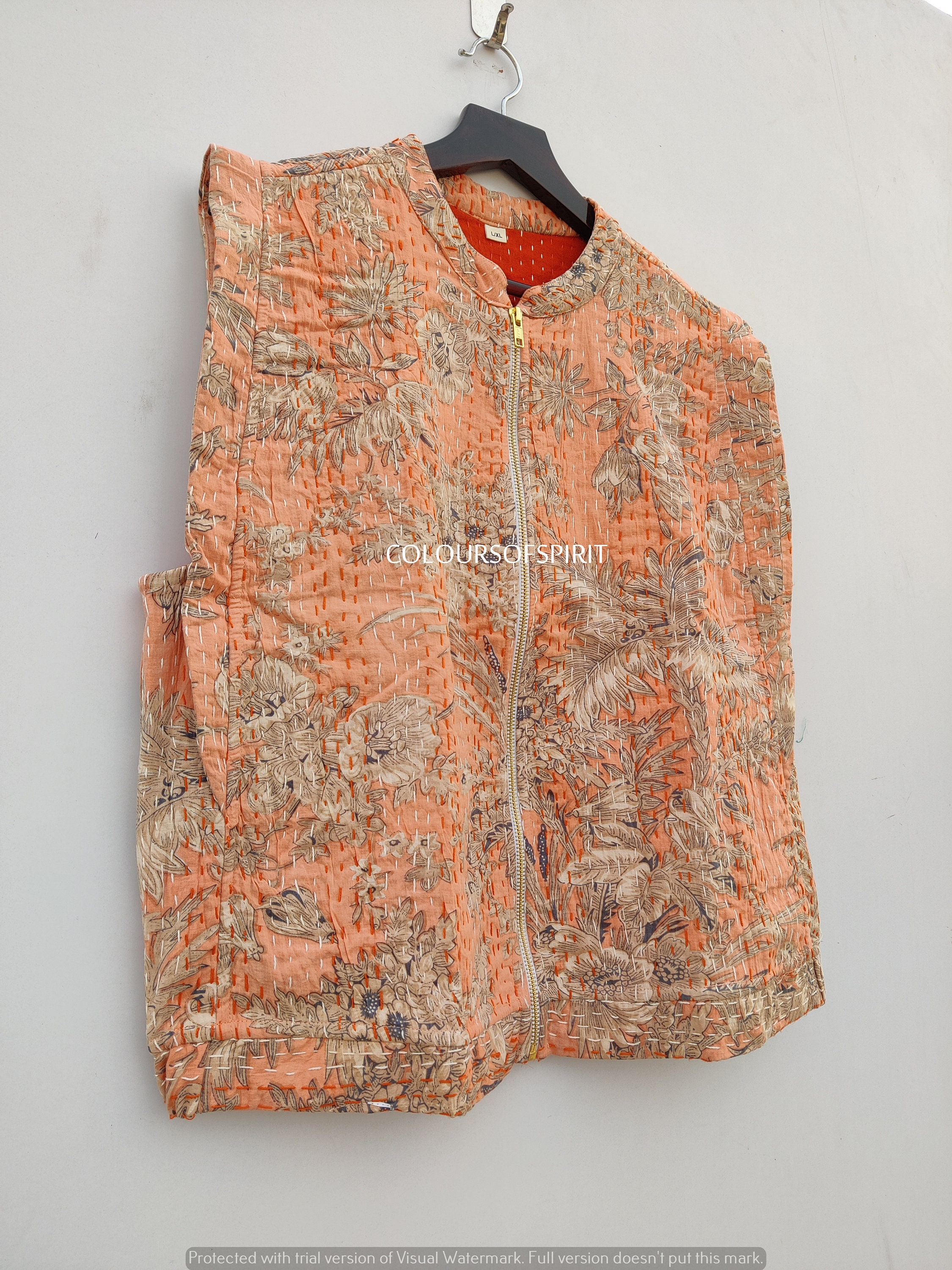 Handmade Kantha Quilted Vest, Boho Sleeveless Jacket - Etsy