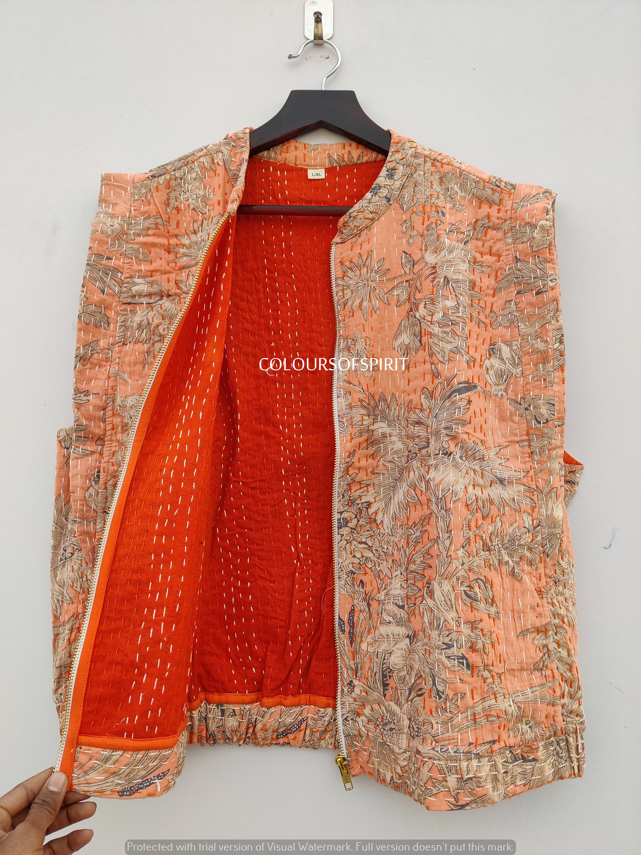Handmade Kantha Quilted Vest, Boho Sleeveless Jacket - Etsy