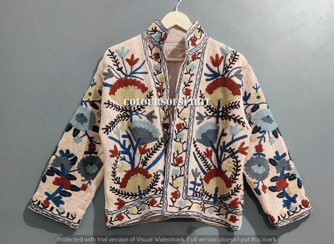 Handmade Short Suzani TNT Jacket, Womens Quilted Jacket, Suzani Winter ...