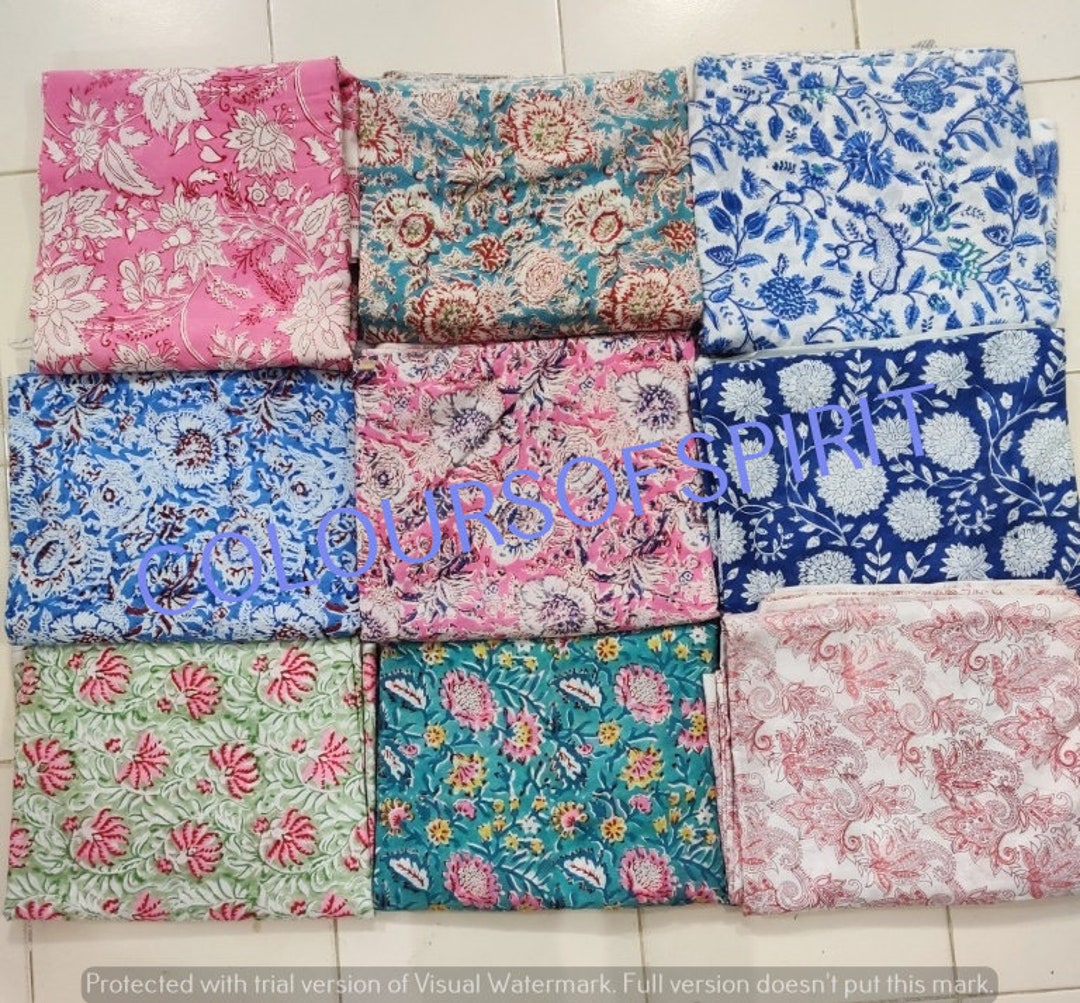 40 Block Print Fabric Scraps 4" X 4'' Squares Patches - Etsy