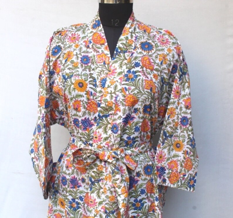 Hand Block Print Kimono Robe Ethnic Robe Changing Gown Body | Etsy