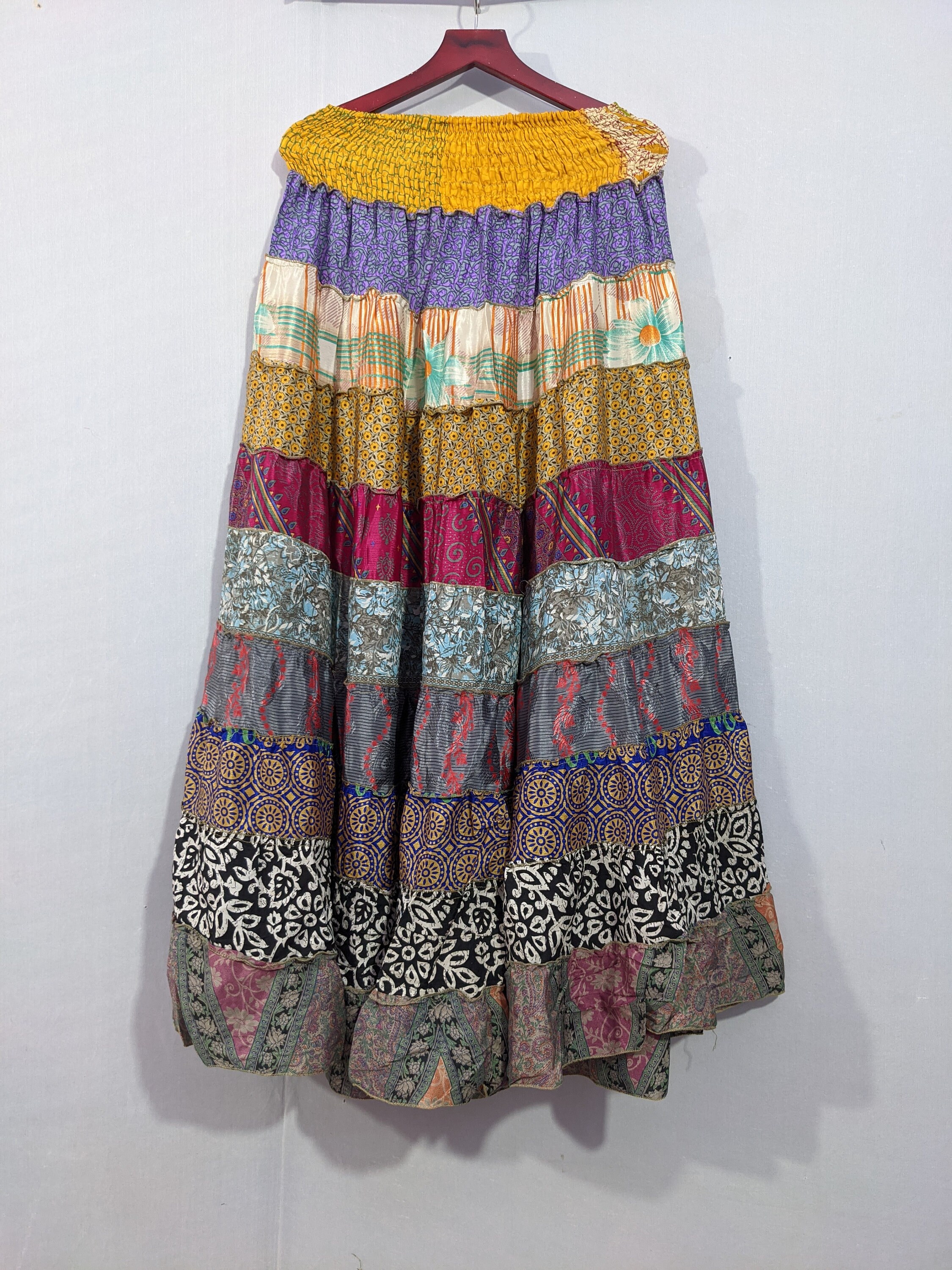 Free Size Patchwork Skirt Multi-layer Skirt Elastic Long Skirt - Etsy