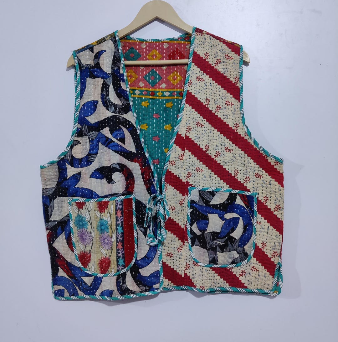 Floral Kantha Jacket, Indian Fine Kantha Coat, Handmade Cotton Kantha ...