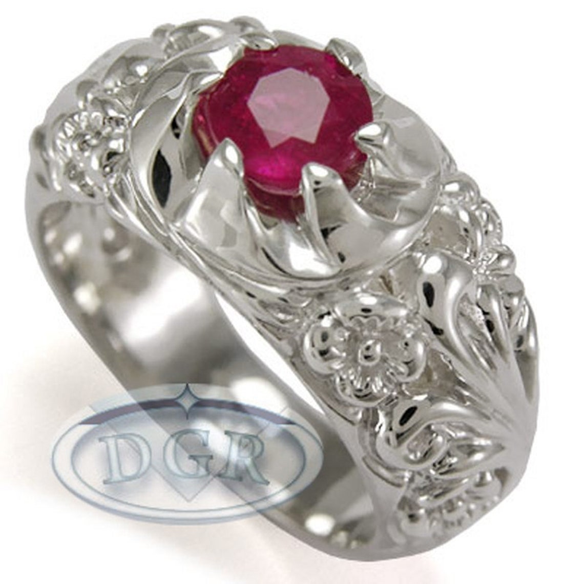 1.65ct Men's 18k Solid White Gold & Ruby Ring AAA VS. - Etsy