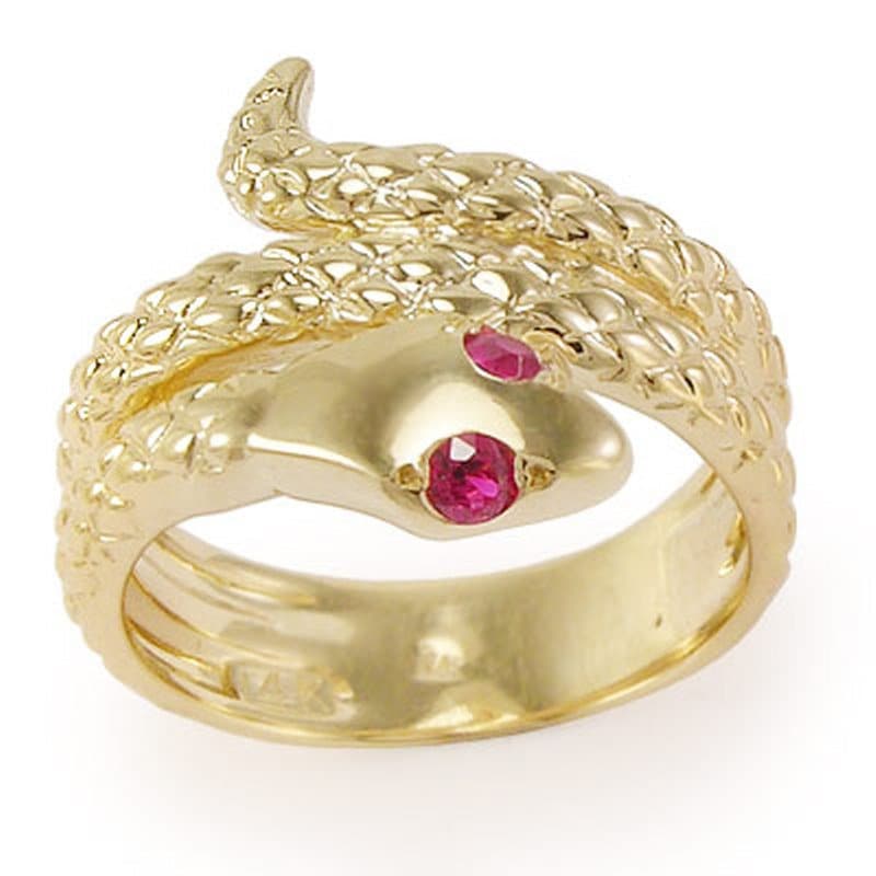 14k Gold Snake Ruby Eye Serpent Ring - Etsy