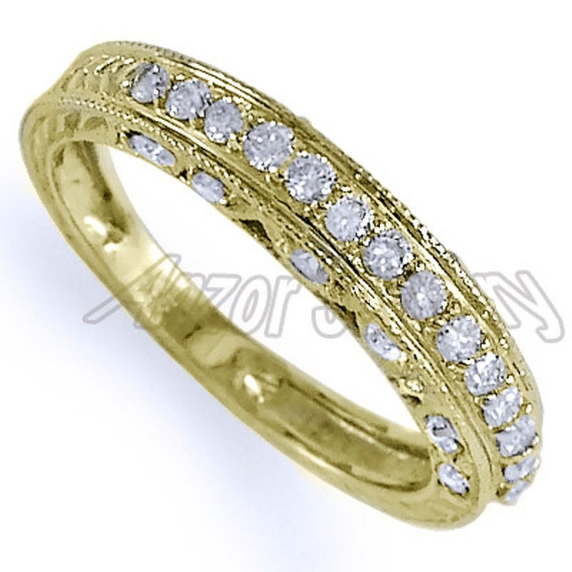 Pave-set Diamond Wedding Ring in 18k Yellow Gold - Etsy