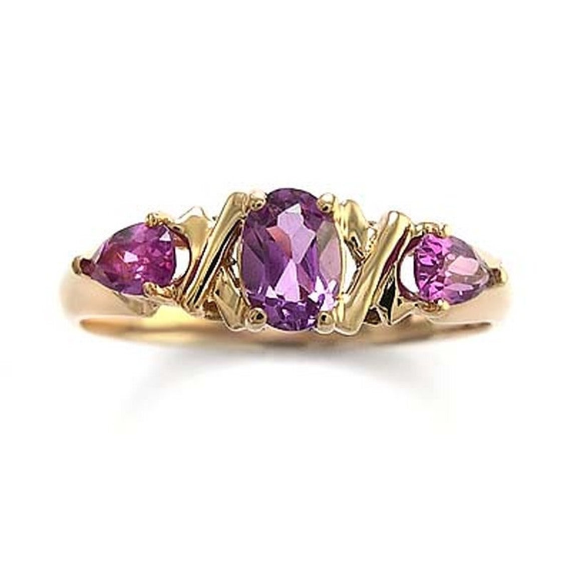 14k Rose Gold Created Alexandrite Three-stone Mother's - Etsy
