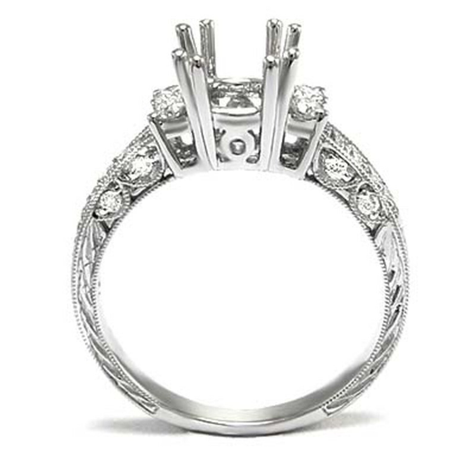 14k Solid White Gold Diamond Ring Setting Mounting - Etsy