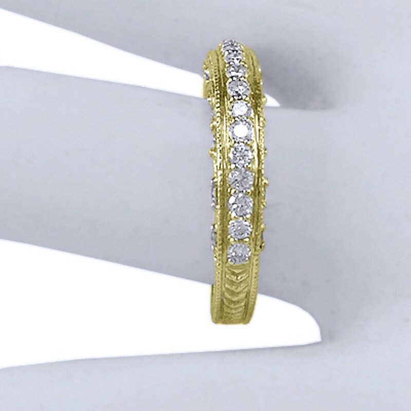 Pave-set Diamond Wedding Ring in 18k Yellow Gold - Etsy