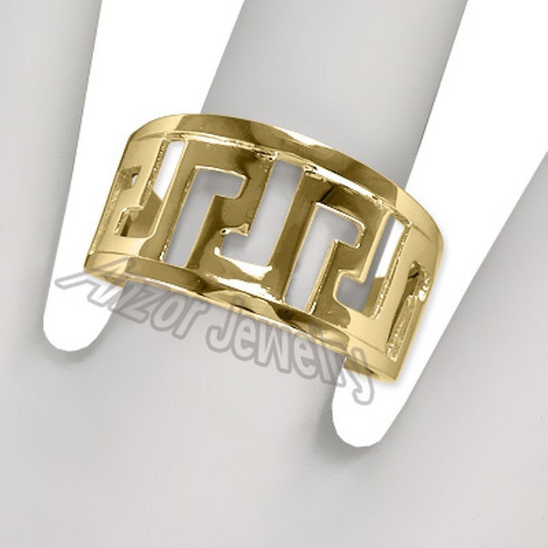 Men's 14k Solid Yellow Gold Greek Key Ring - Etsy