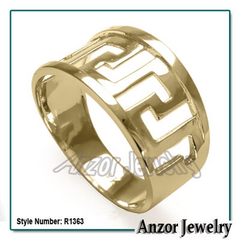 Men's 14k Solid Yellow Gold Greek Key Ring - Etsy