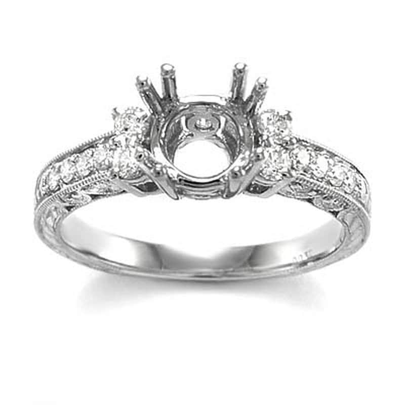 14k Solid White Gold Diamond Ring Setting Mounting - Etsy