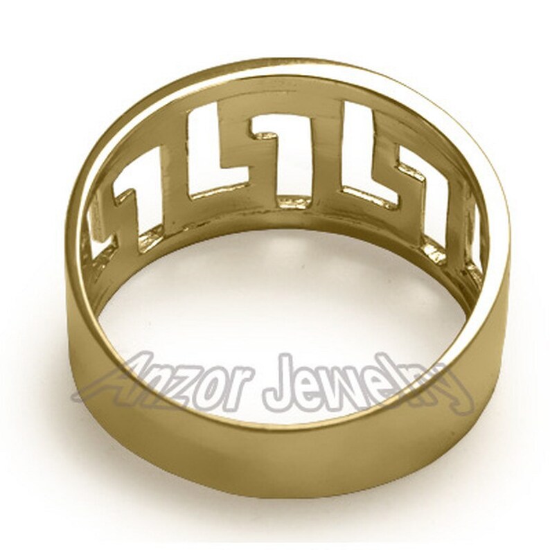 Men's 14k Solid Yellow Gold Greek Key Ring - Etsy
