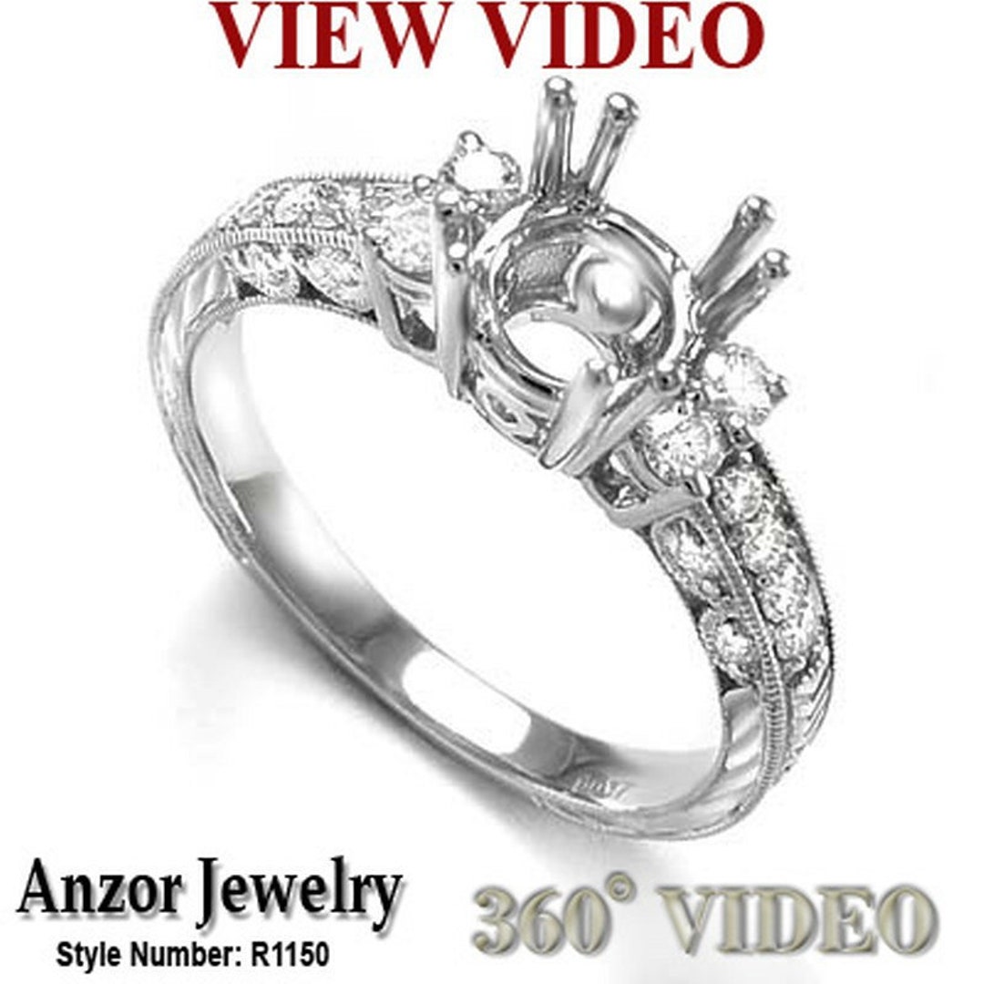 14k Solid White Gold Diamond Ring Setting Mounting - Etsy