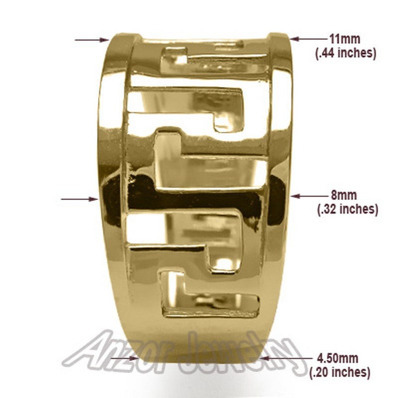 Men's 14k Solid Yellow Gold Greek Key Ring - Etsy