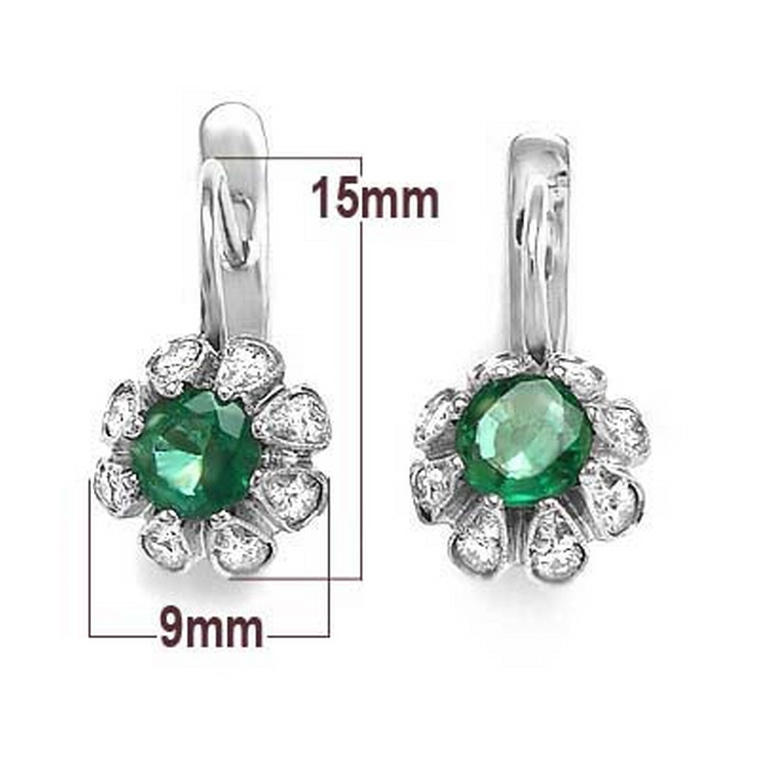 Russian Style 1.40 Cwt Emerald and .70 Cwt Diamond Malinka Earrings in Solid 14k White Gold - Etsy