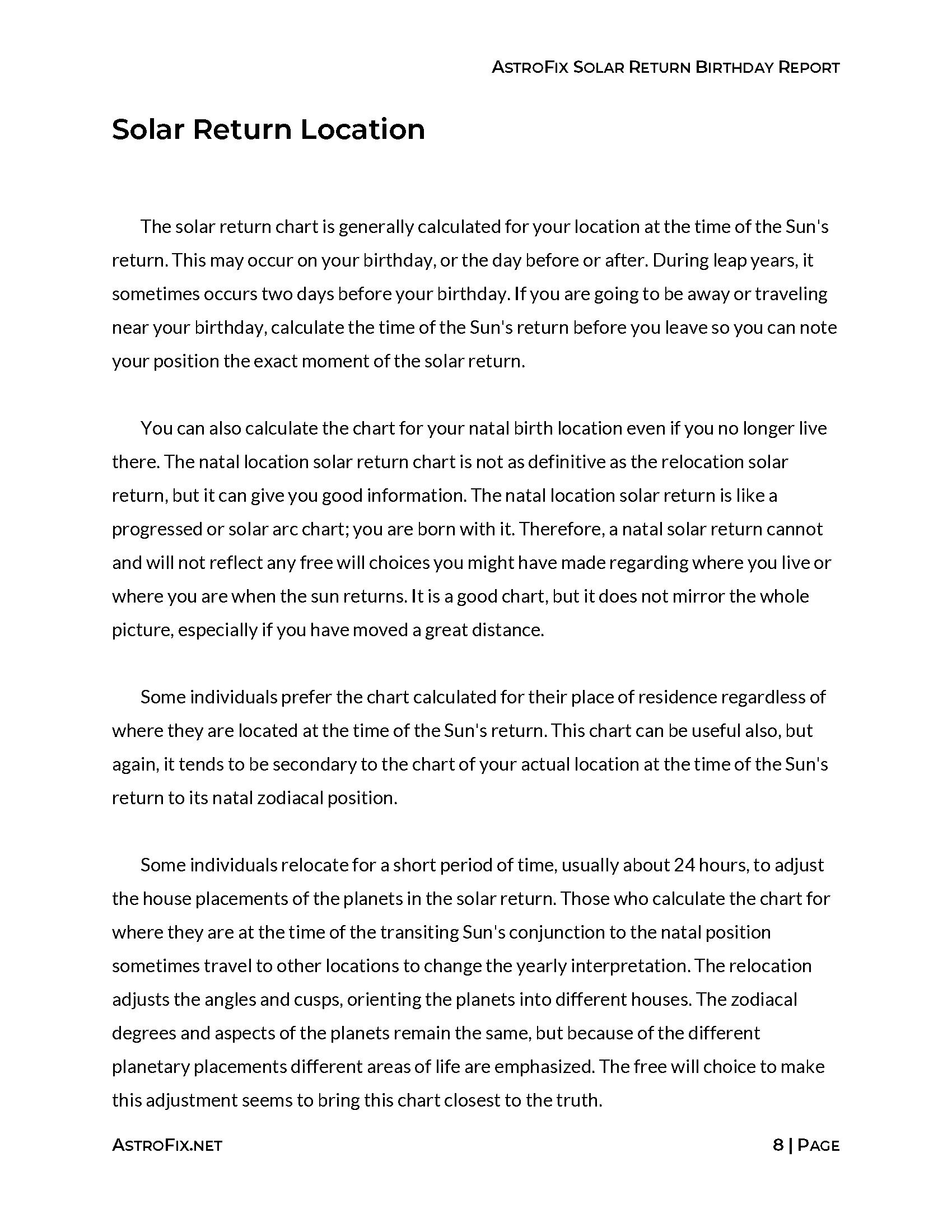 Solar Return Birthday Report • Year Ahead Astrology • Natal Sun Return ...
