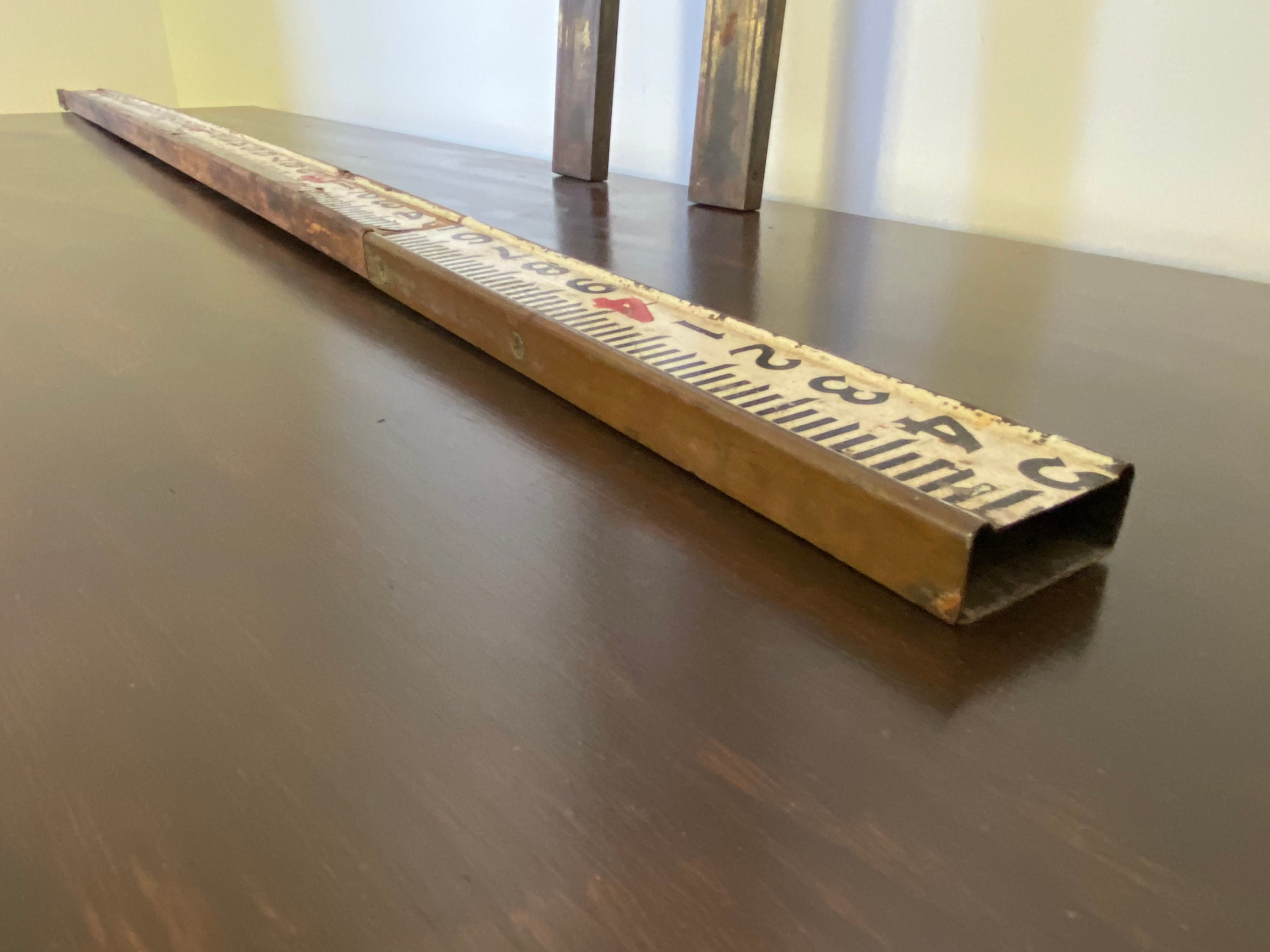 Surveyor's Measuring Stick - Vintage Wood and Brass Ruler LARGE ...