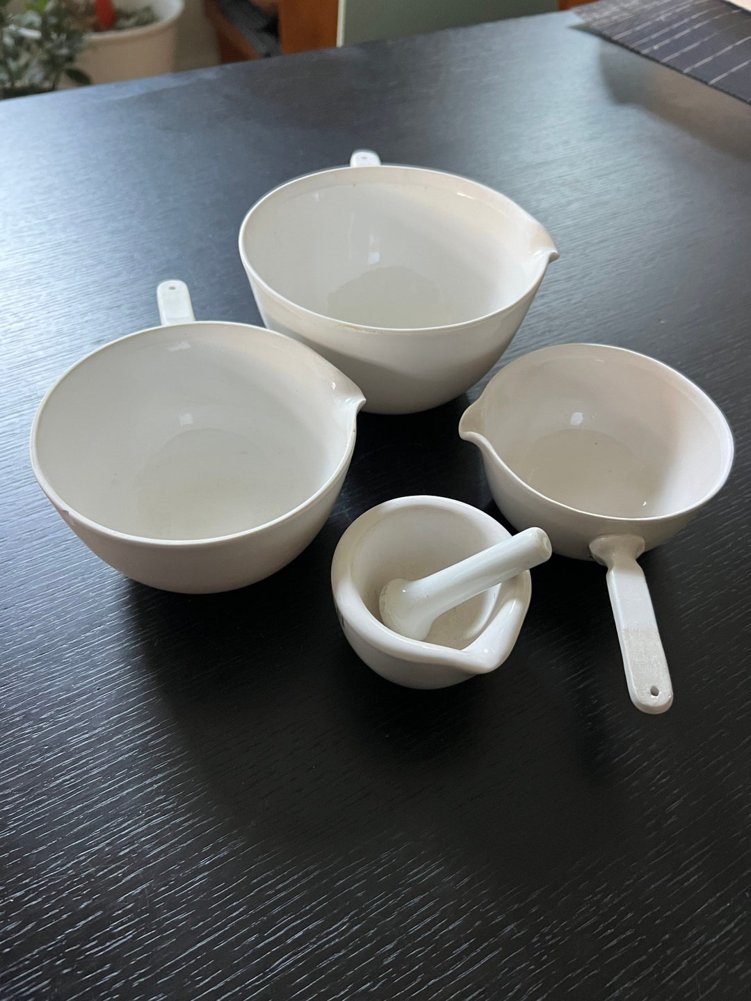 4 Vintage Coors Crucible or Mortar Dishes With Pestle; Lab or ...