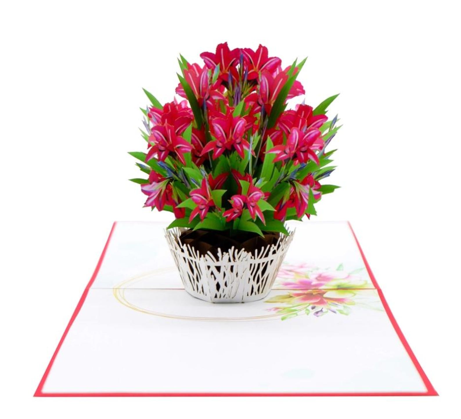 Red Amaryllis Pop up Card - Etsy