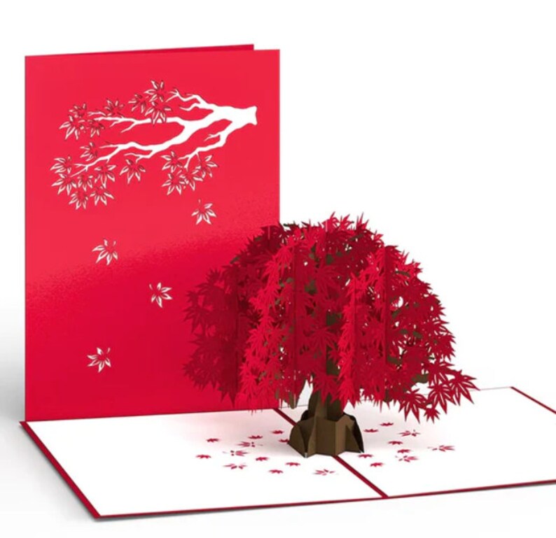 Japanese Red Maple Tree Pop Up Card Etsy 