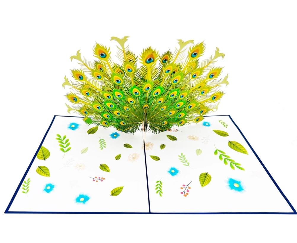 Colorful Peacock Pop up Card - Etsy