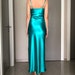 Turquoise Cowl Neck Silk Satin Maxi Length Slip Dress,adjustable ...