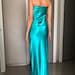 Strapless Turquoise Silk Satin Maxi Length Slip Dress,tube Top Dress ...