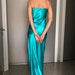 Strapless Turquoise Silk Satin Maxi Length Slip Dress,tube Top Dress ...