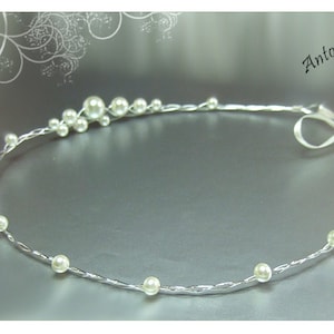 Diadem Pearls Simple Hair Wreath Subtle Tiara Hair Vine Wedding Silver ...