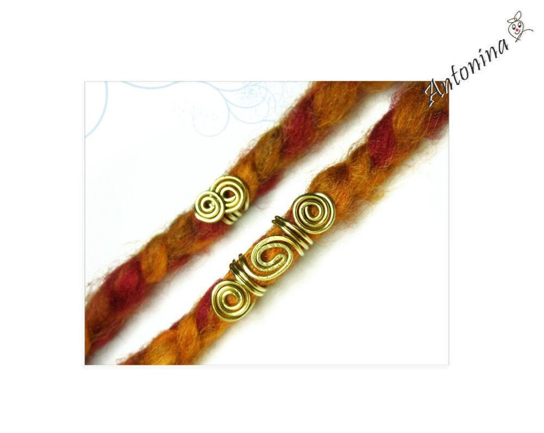 Set of 2 Dread Jewelry Metal Gold Silver Brass Bronze Dread Beads ...