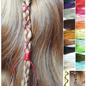 Band for Wrapping Dreads Braids Yarn Beard Jewelry Lace-up Silk Leather ...