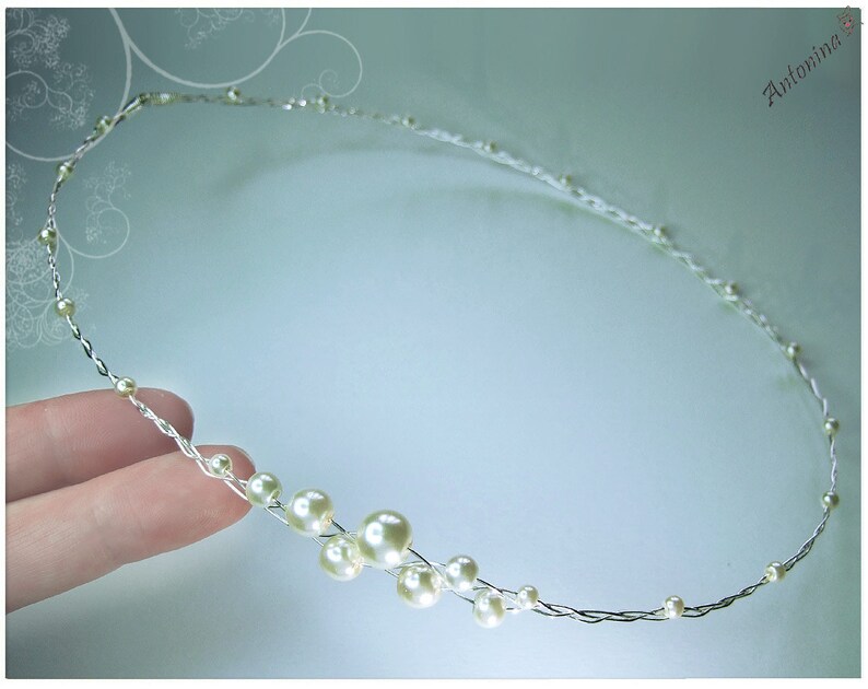 Diadem pearls simple hair wreath discreet tiara hair vine | Etsy