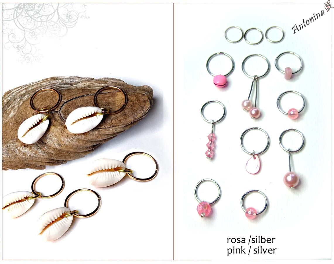 12 Haarringe grün gold bronze silber Cornrows Zöpfe Dread Blätter ...