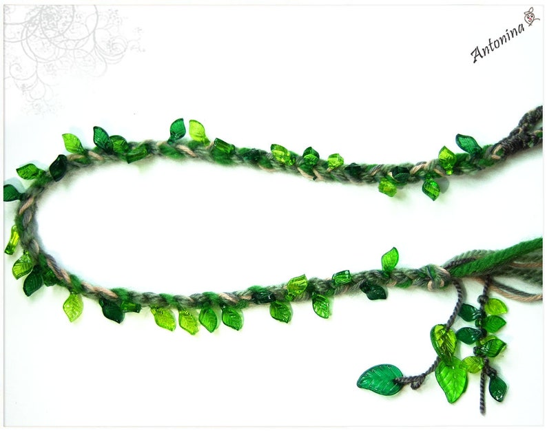 Hair Wrap Green Leaves Dark Green Light Green Hippie Dreadwrap Braid ...