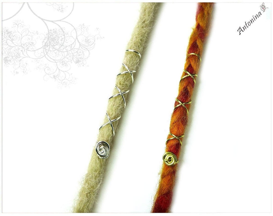 Long Dread Spiral Wrapped Silver Gold Colored Wrap Braids Metal Dread ...