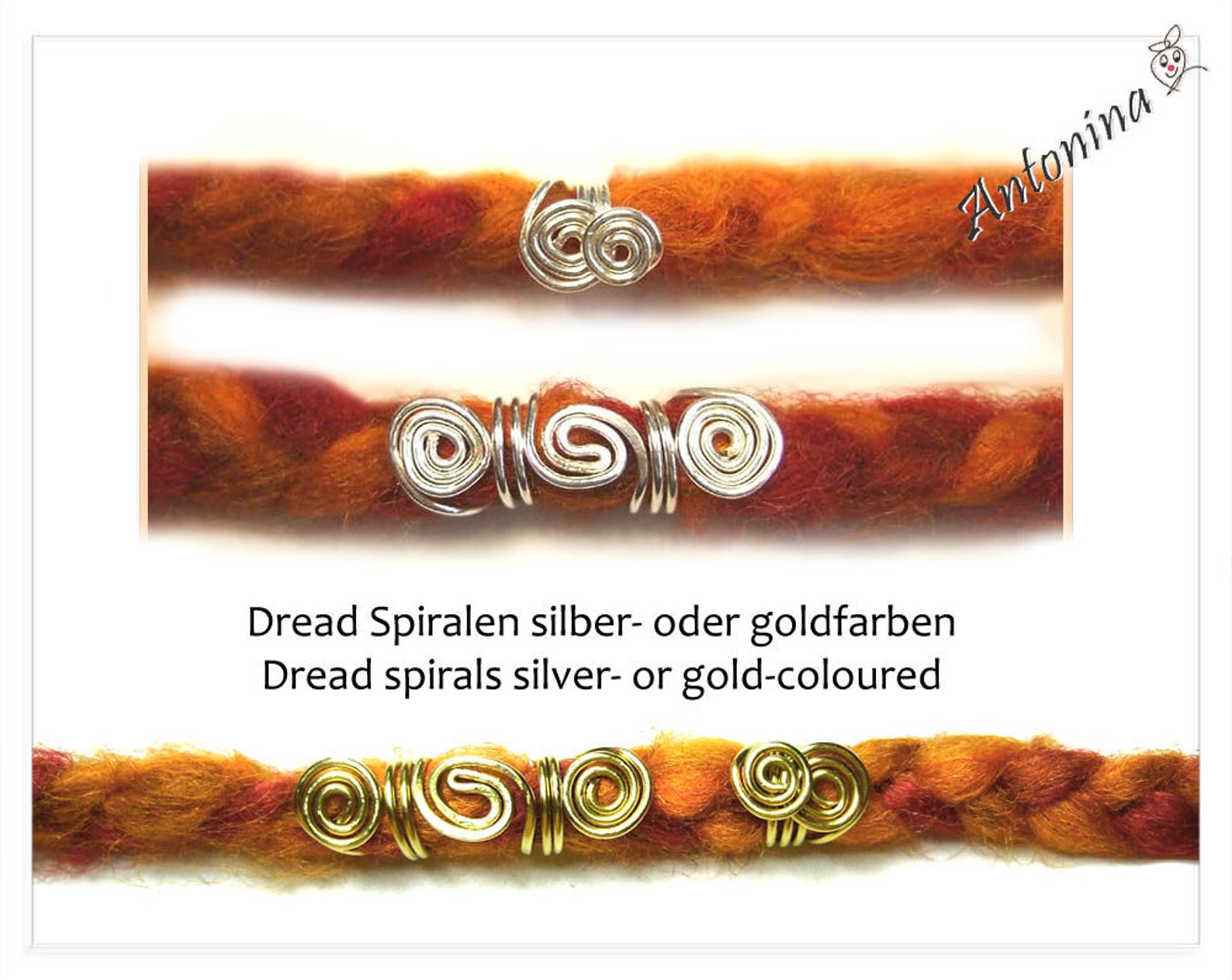 Set of 2 Dread Jewelry Metal Gold Silver Brass Dread Beads | Etsy