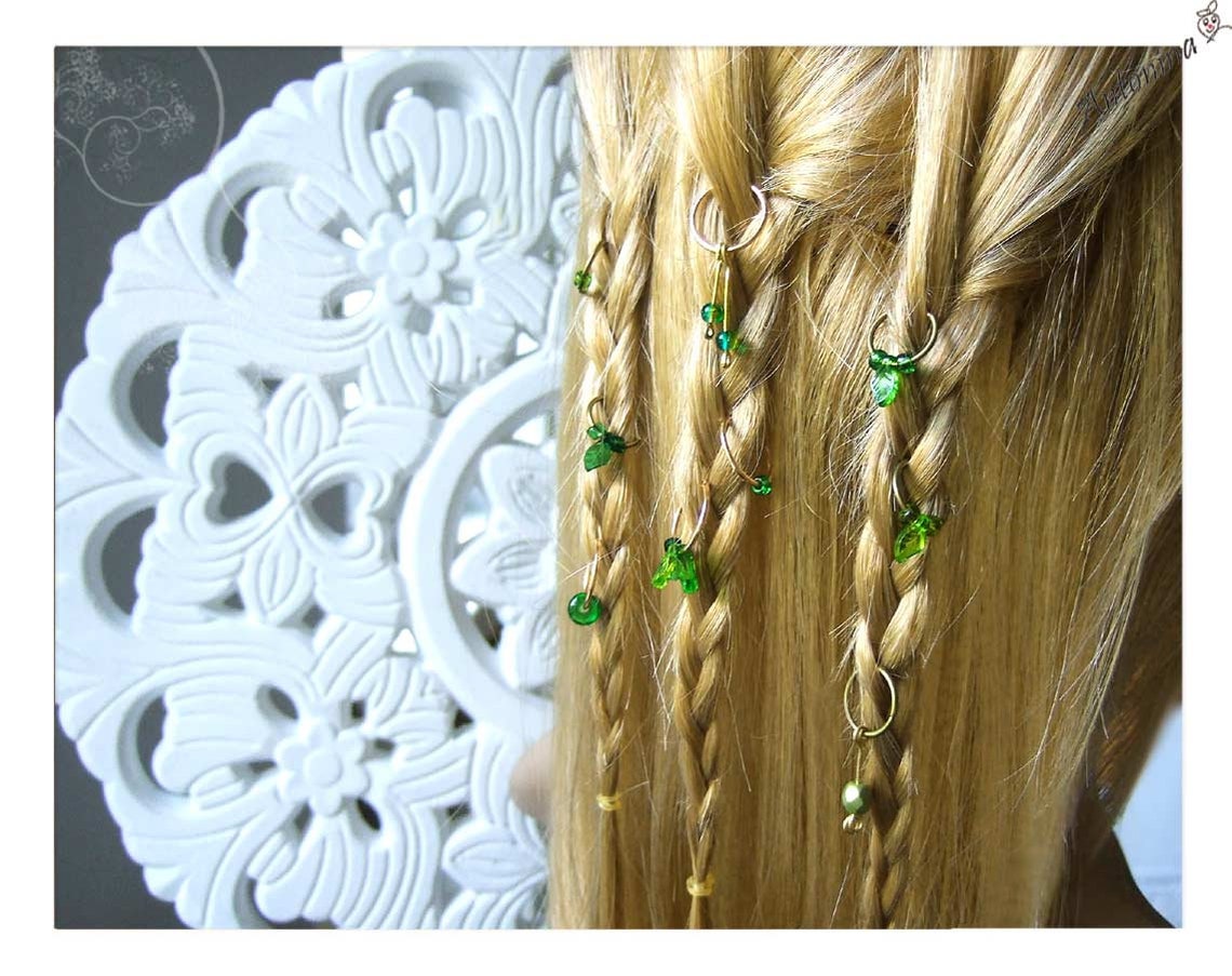12 Haarringe grün gold bronze silber Zöpfe Dreads Blätter - Etsy.de