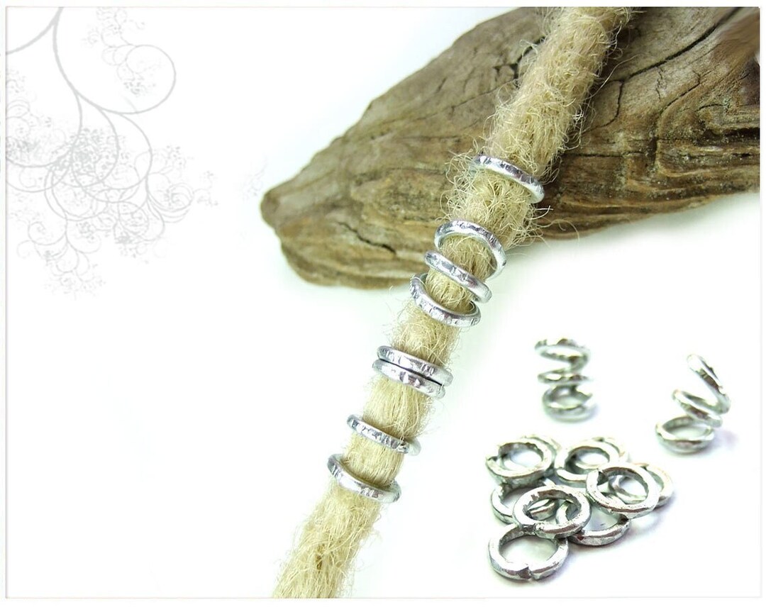 Simple Rings for Dreads Braids Beard Jewelry Silver Colored Hair Rings ...