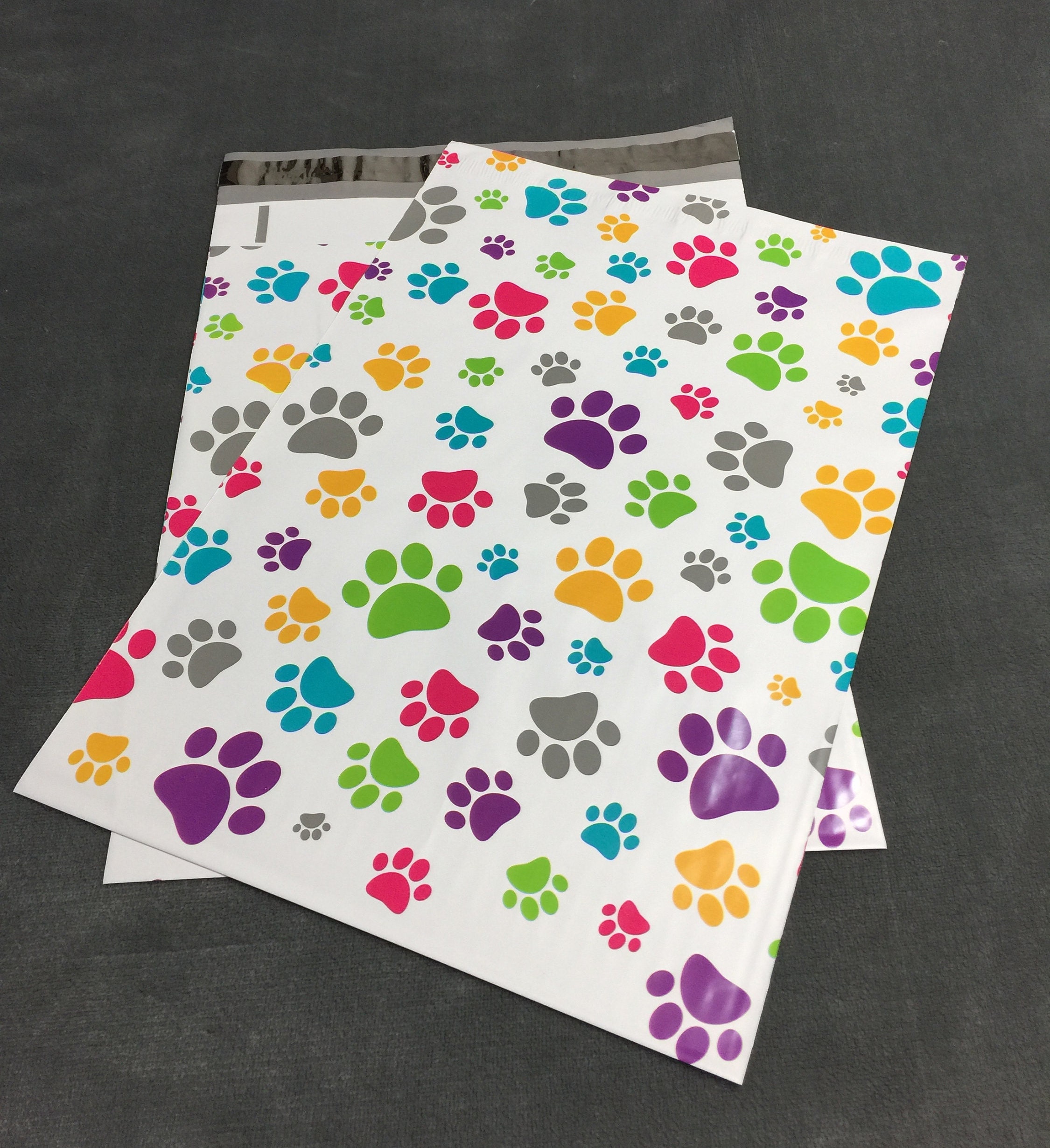 50 10x13 Colorful PAW PRINTS Poly Mailers Envelopes Shipping | Etsy