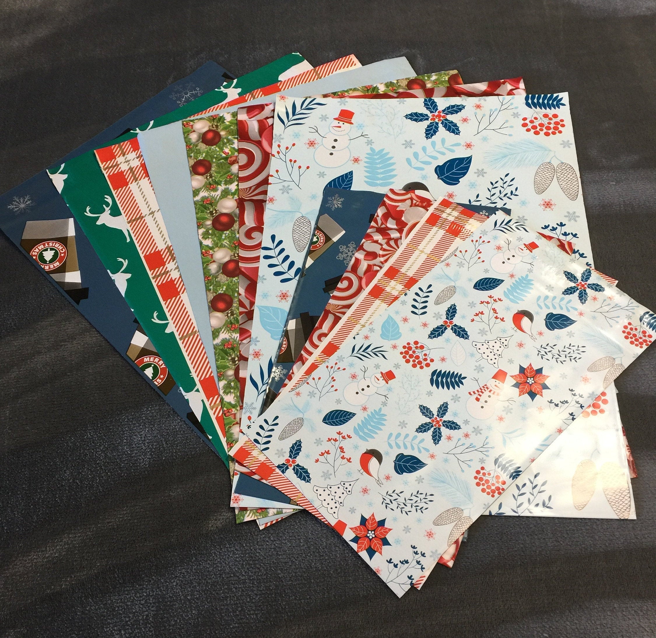 100 10x13 and 6x9 Designer CHRISTMAS Poly Mailers Snowman Deer ...