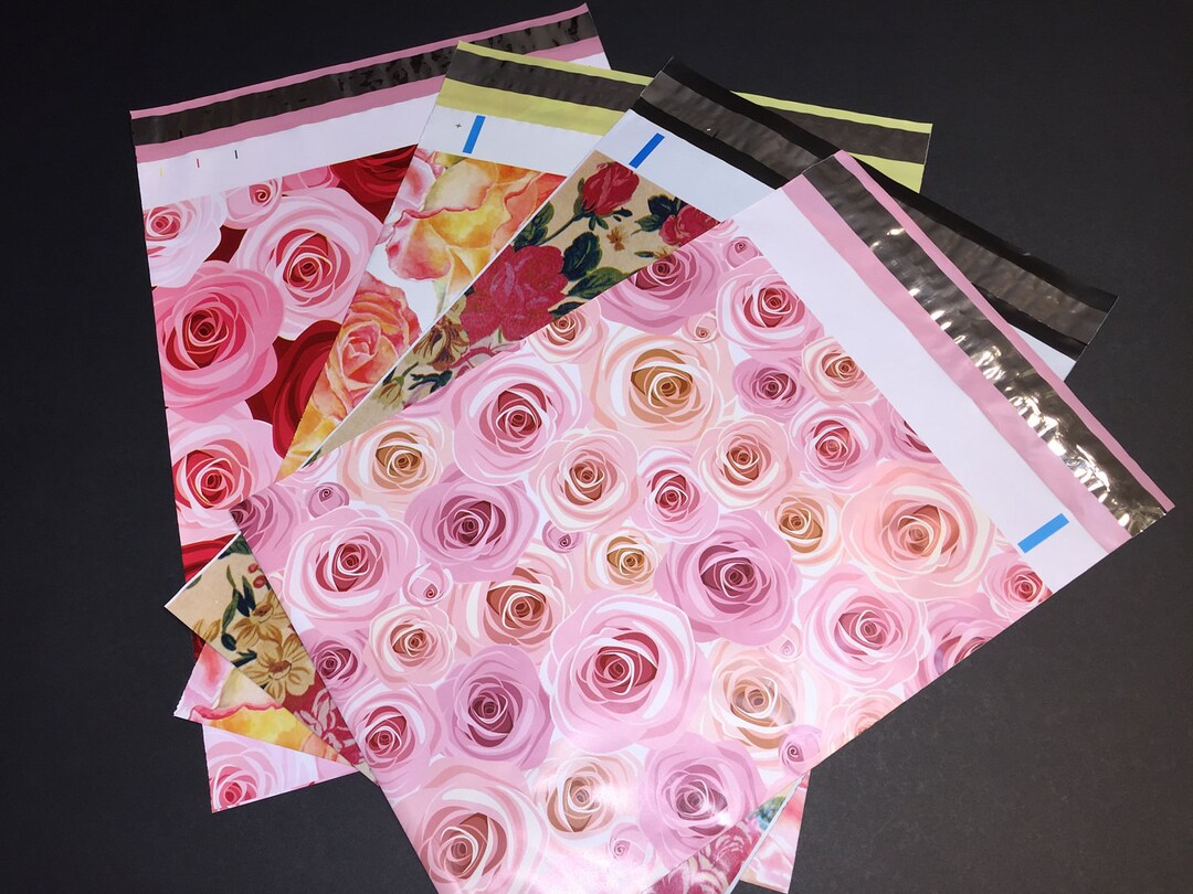 100 Piece ROSE Assortment 10x13 and 9x12 Designer Poly Mailers 25 Each ...