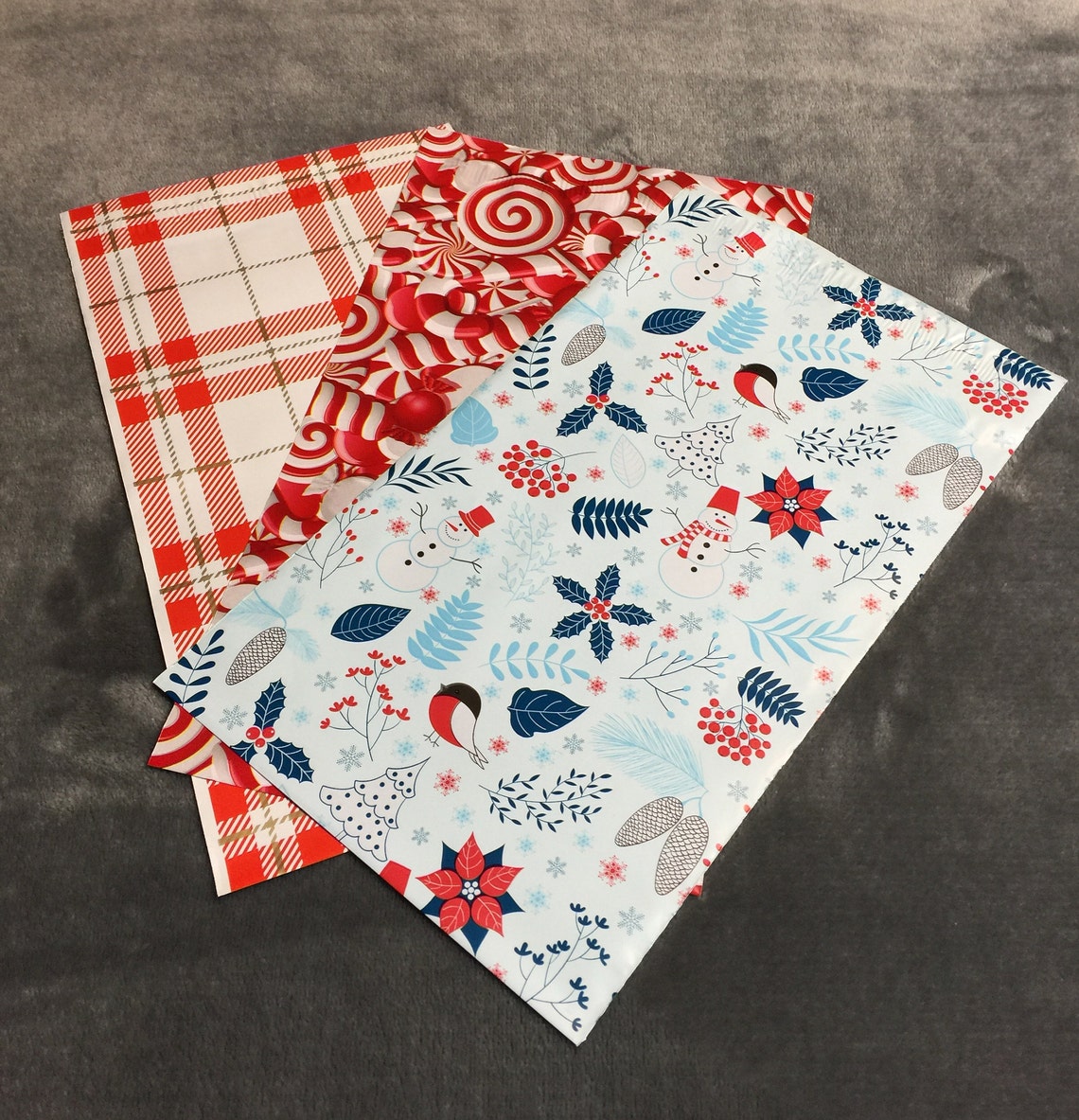 100 Assorted 6x9 CHRISTMAS Poly Mailers Snowman Candy Cane Red - Etsy