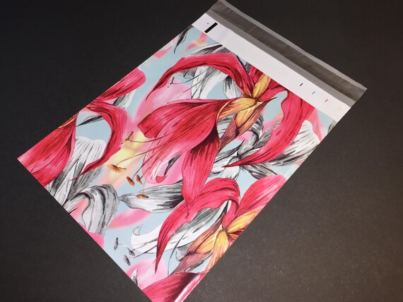 25 Designer Poly Mailers 10x13 RED Tropical Flowers Envelopes - Etsy