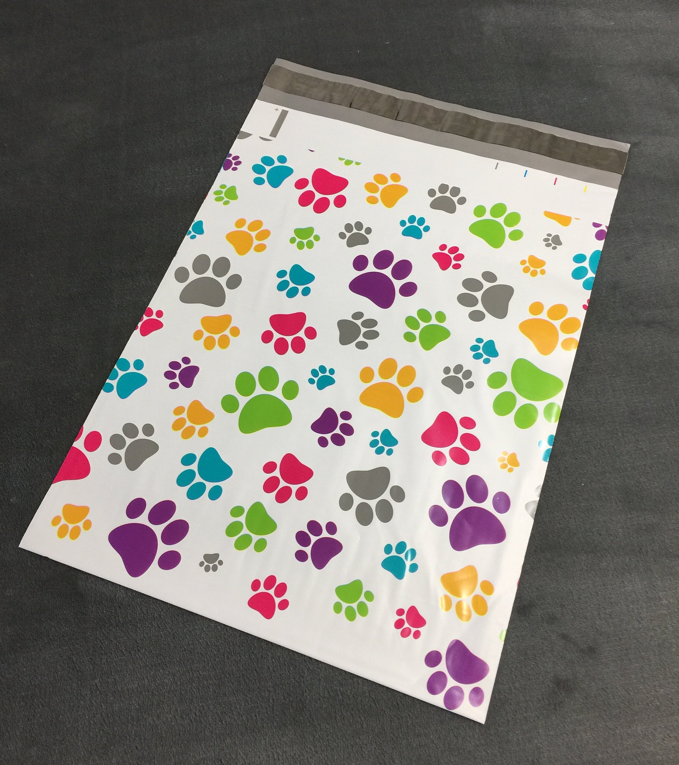 50 10x13 Colorful PAW PRINTS Poly Mailers Envelopes Shipping Bags Dogs ...