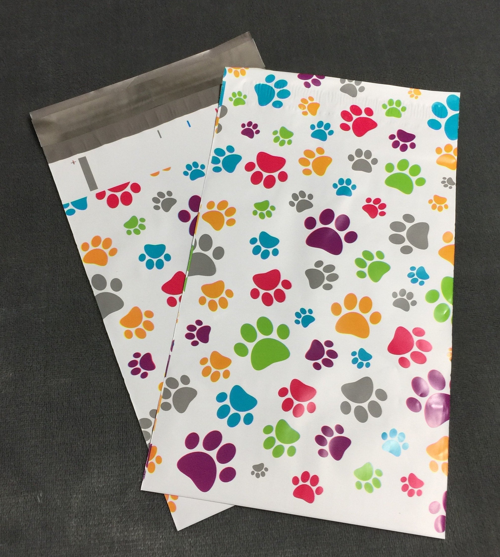 50 6x9 Colorful PAW PRINTS Poly Mailers Envelopes Shipping Bags Dogs ...