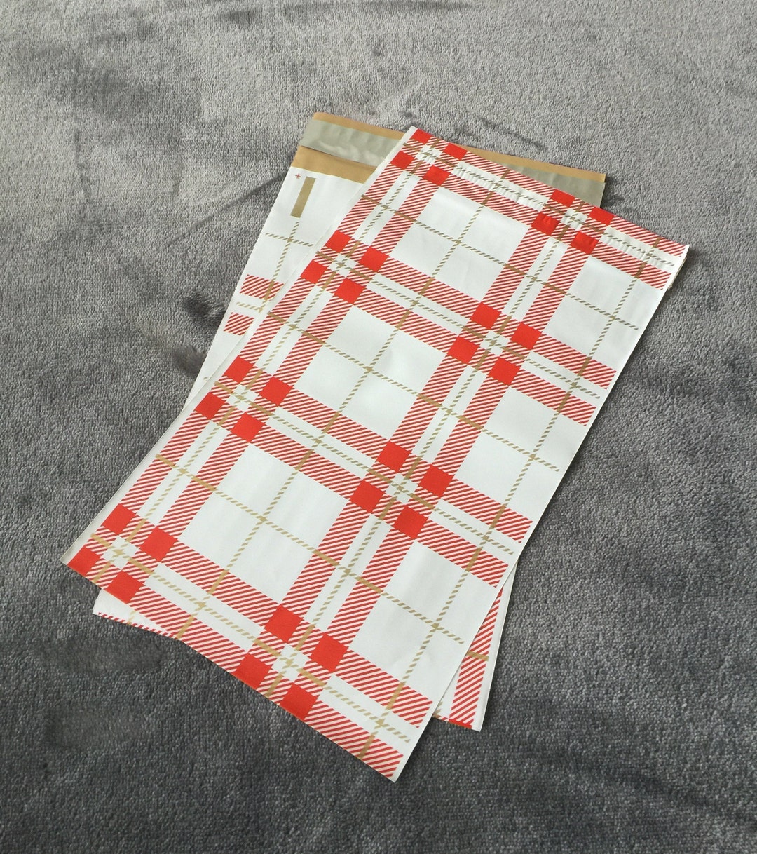 50 6x9 RED PLAID Poly Mailers Winter Christmas Envelopes Shipping Bags ...