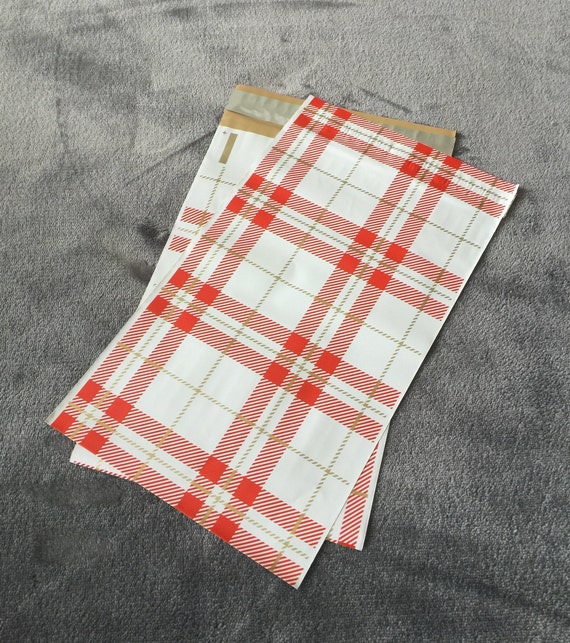 50 6x9 RED PLAID Poly Mailers Winter Christmas Envelopes | Etsy