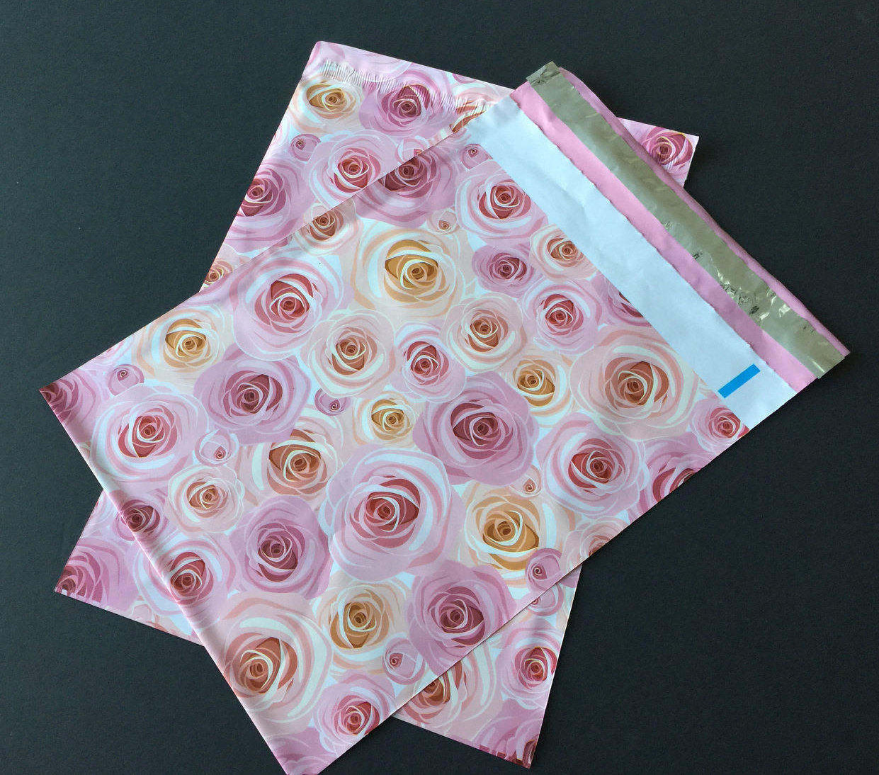 100 NEW 9x12 Designer Poly Mailers Roses Pink Peach Flowers | Etsy