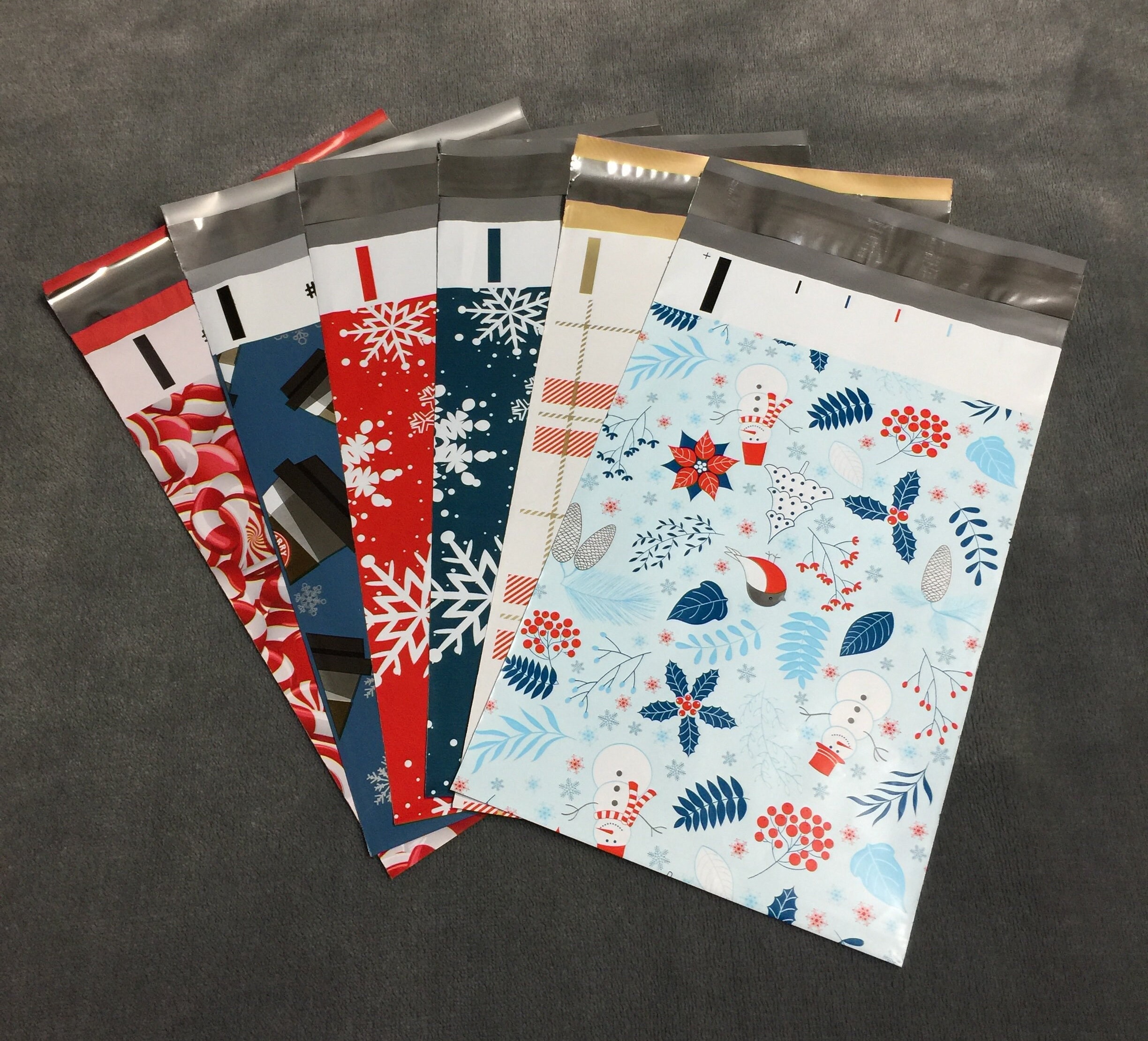 50 Assorted 6x9 Christmas Poly Mailers Plaid Cups Candy Cane - Etsy